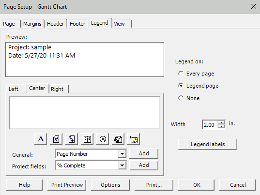 Page Setup – Project Plan 365