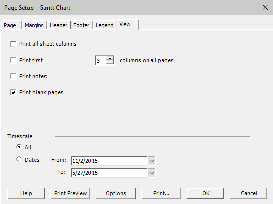 Page Setup – Project Plan 365