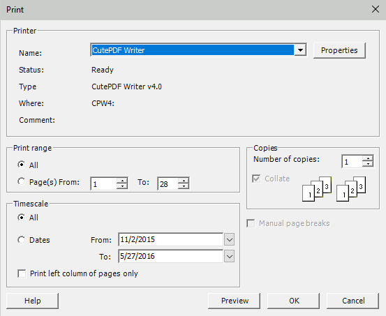 Print in Project Plan 365 for Windows – Project Plan 365