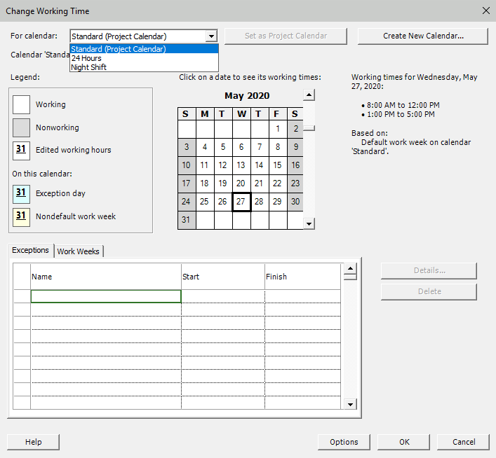 Project Calendars – Project Plan 365