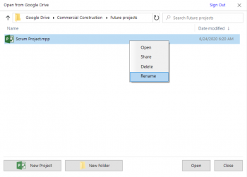 Open from Google Drive - Project Plan 365
