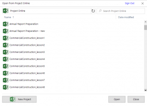 Open from Project Server – Project Plan 365