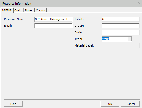 Resource Information – Project Plan 365