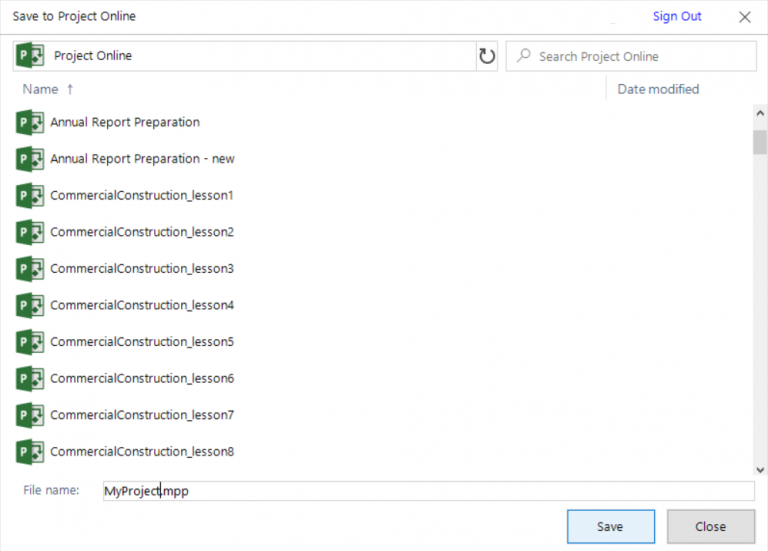 Open from Project Server – Project Plan 365
