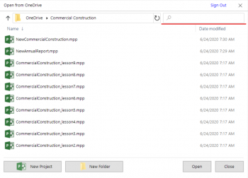 Open from OneDrive – Project Plan 365