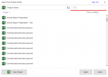 Open from Project Server – Project Plan 365