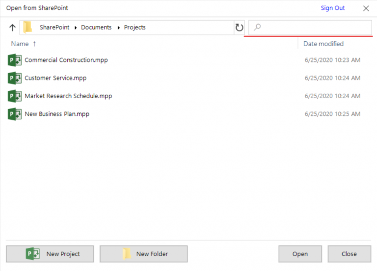 Open from SharePoint Online - Project Plan 365
