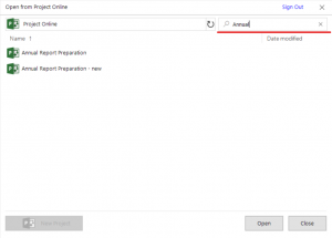 Open from Project Online – Project Plan 365