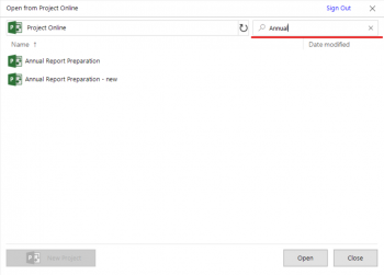Open from Project Server – Project Plan 365