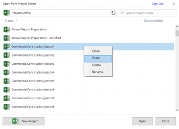 Open from Project Server – Project Plan 365