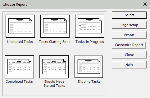 Slipping Tasks Report – Project Plan 365