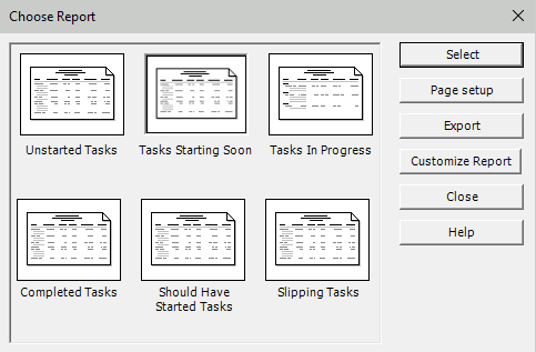 Tasks Starting Soon Report – Project Plan 365