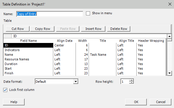 Tables – Project Plan 365