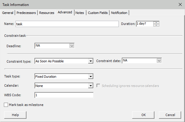 Task Information – Project Plan 365