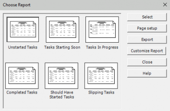 Unstarted Tasks Report – Project Plan 365
