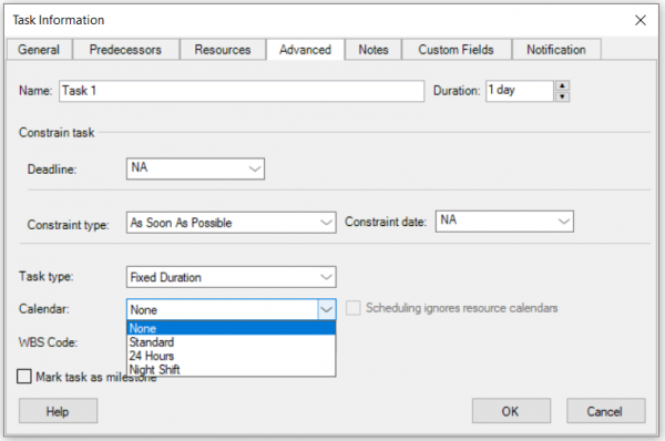 Set A Calendar To A Task Project Plan 365