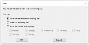 Change Working Days - Project Plan 365