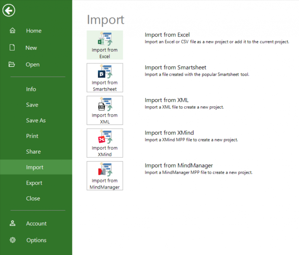 Import from Excel – Project Plan 365
