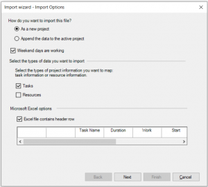 Import from Excel - Project Plan 365