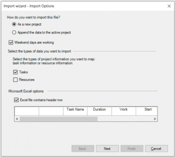Import from Excel - Project Plan 365