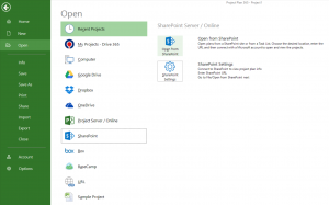 Open from SharePoint Task List – Project Plan 365