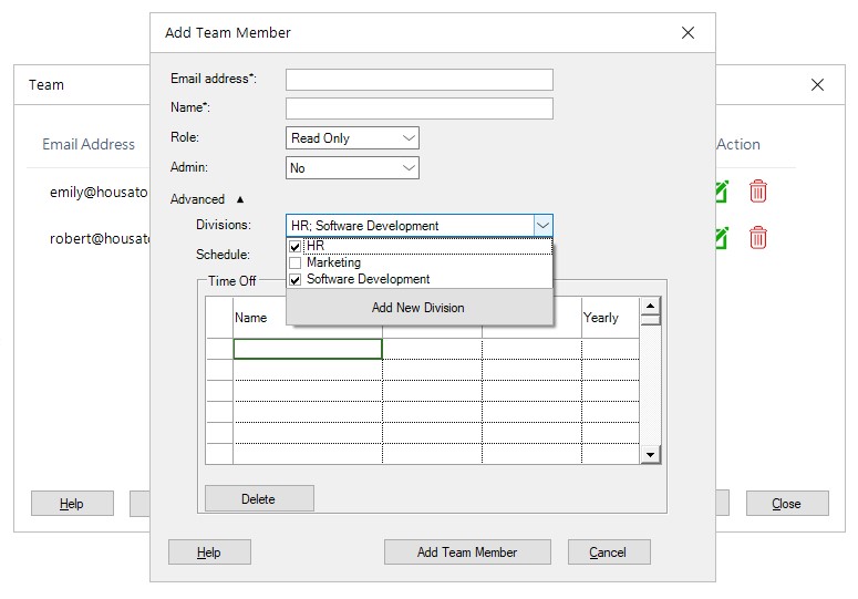 Manage Divisions – Project Plan 365