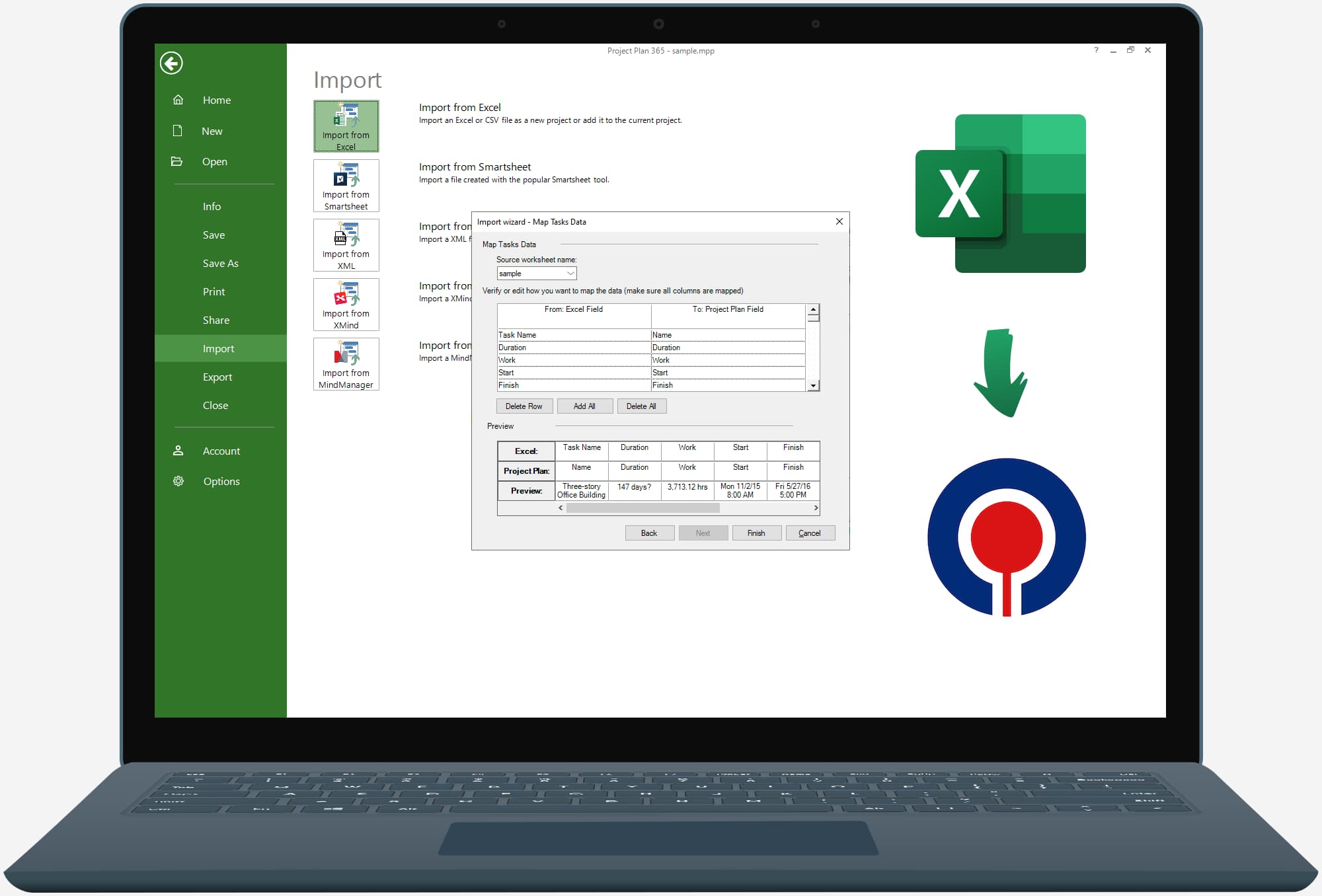 Import From Excel Project Plan 365