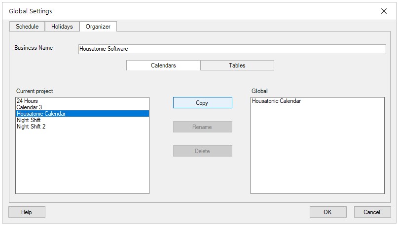 Global Settings – Project Plan 365