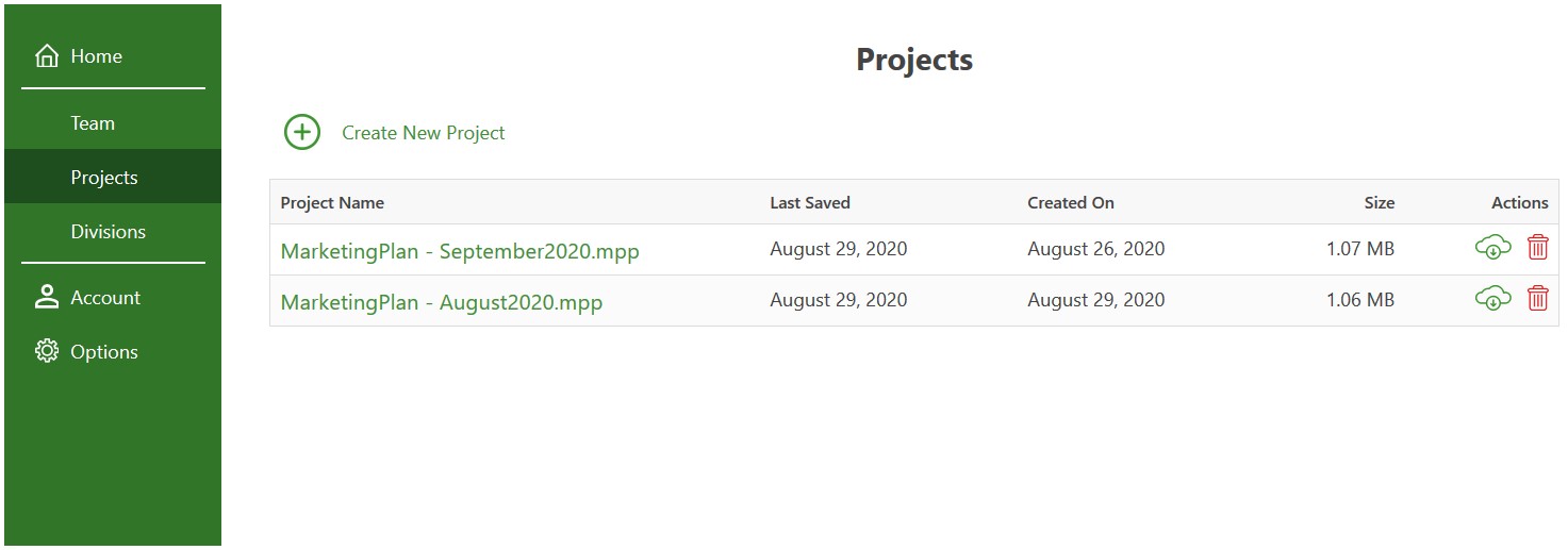 Manage Divisions – Project Plan 365