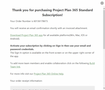 Purchase Business Subscription - Project Plan 365
