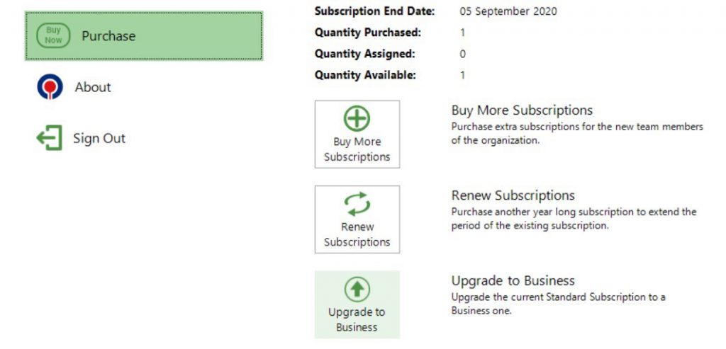 Purchase Standard Subscription – Project Plan 365