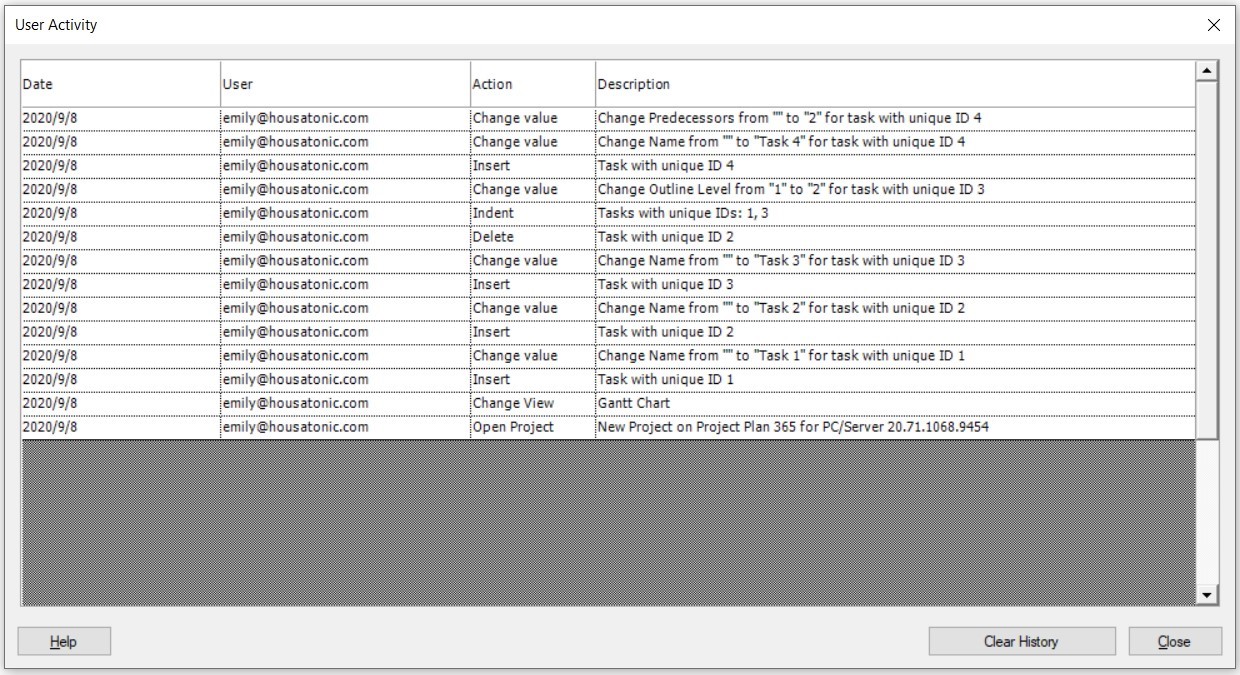 User Activity - Project Plan 365