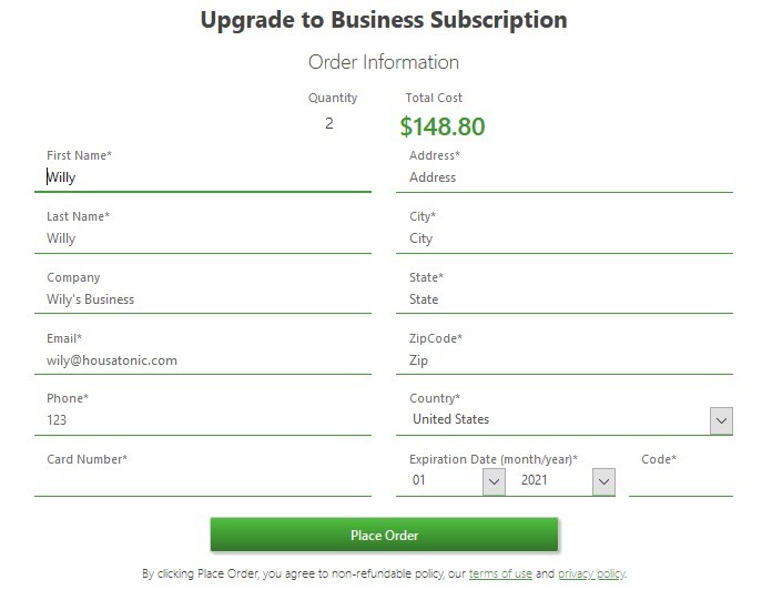 Purchase Business Subscription – Project Plan 365