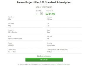 Renew Standard Subscription – Project Plan 365