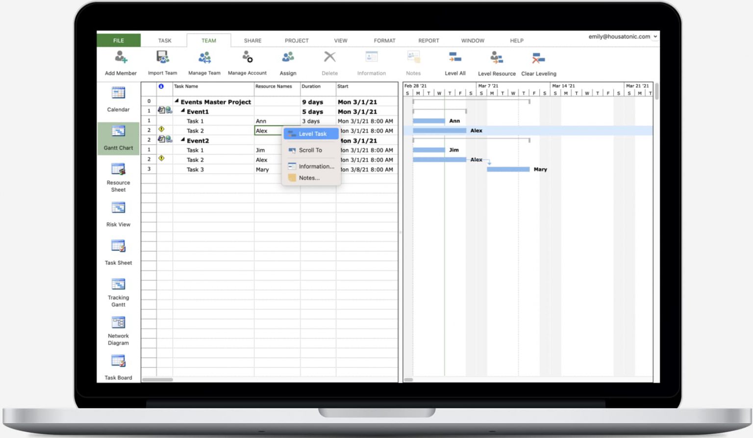 Resource Leveling - Project Plan 365