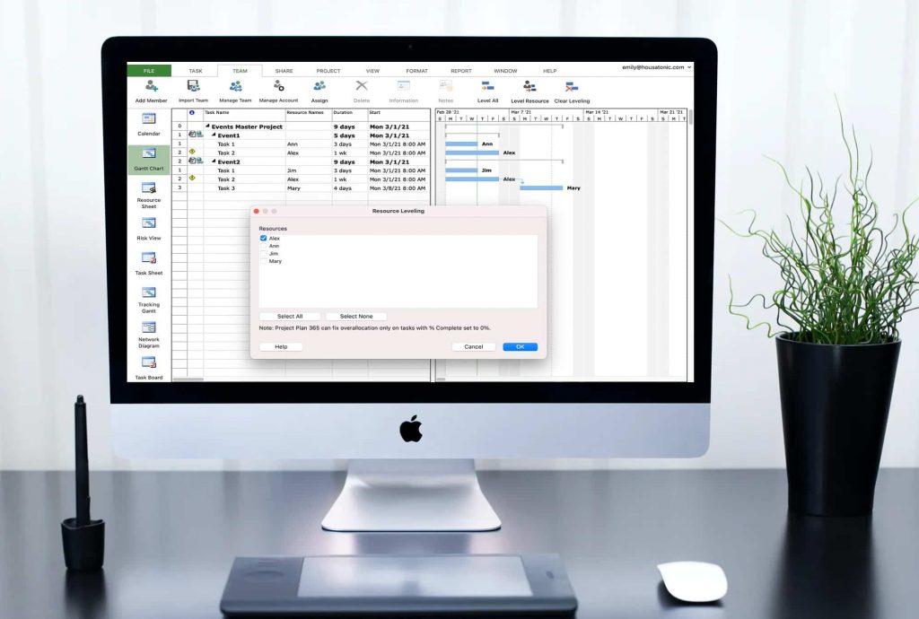 Resource Leveling - Project Plan 365