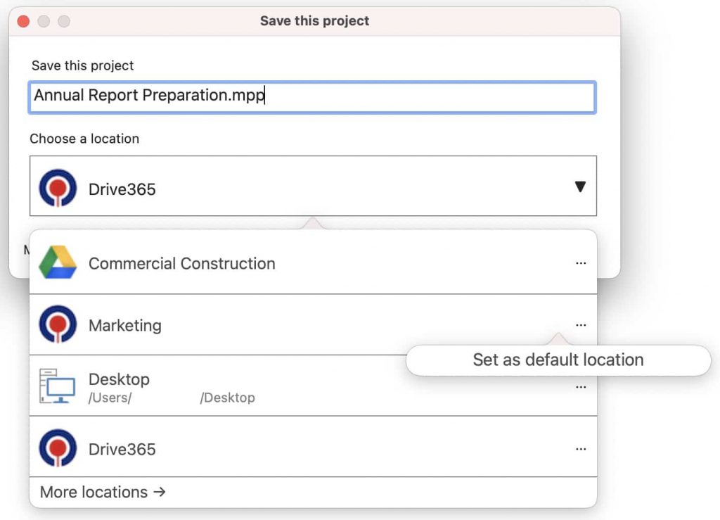 Save As – Project Plan 365