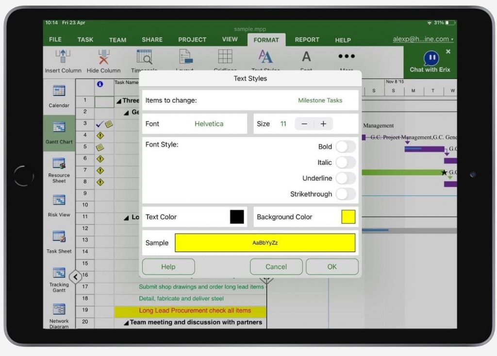 Working with Text Styles - Project Plan 365