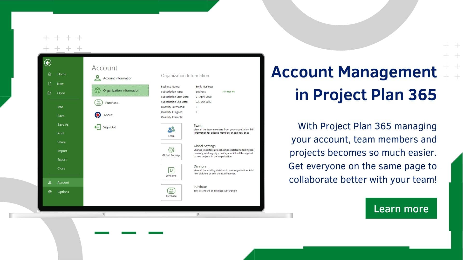 Account Management - Project Plan 365