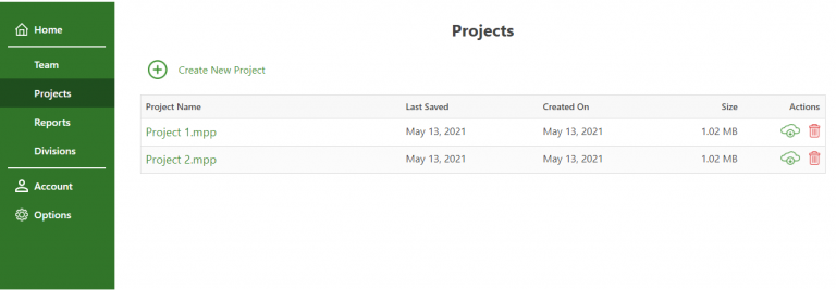 Create New Project – Project Plan 365