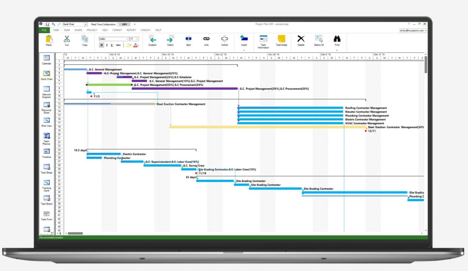 Top Gantt Chart Actions - Project Plan 365