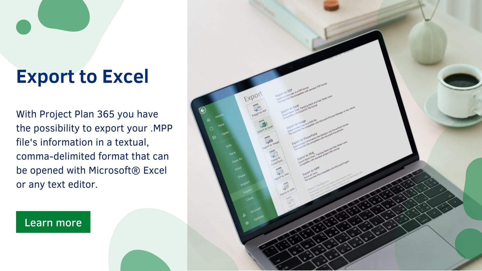 Export to Excel (CSV) – Project Plan 365