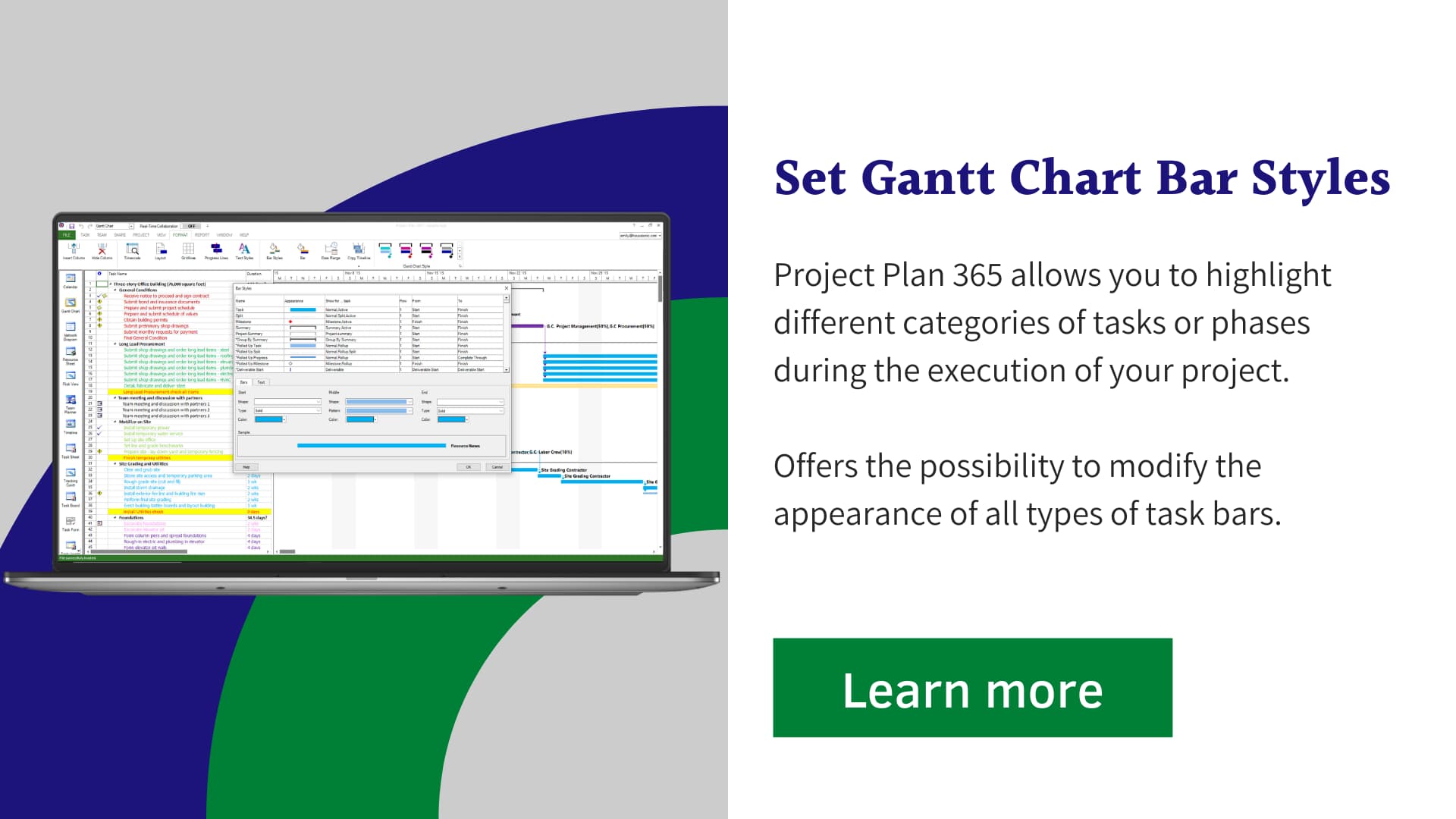 Set Gantt Chart Bar Styles - Project Plan 365
