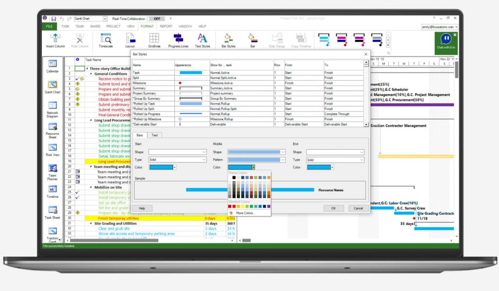 Set Gantt Chart Bar Styles - Project Plan 365