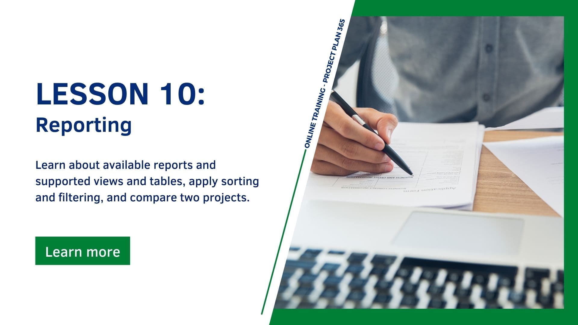 Lesson 10: Reporting – Project Plan 365