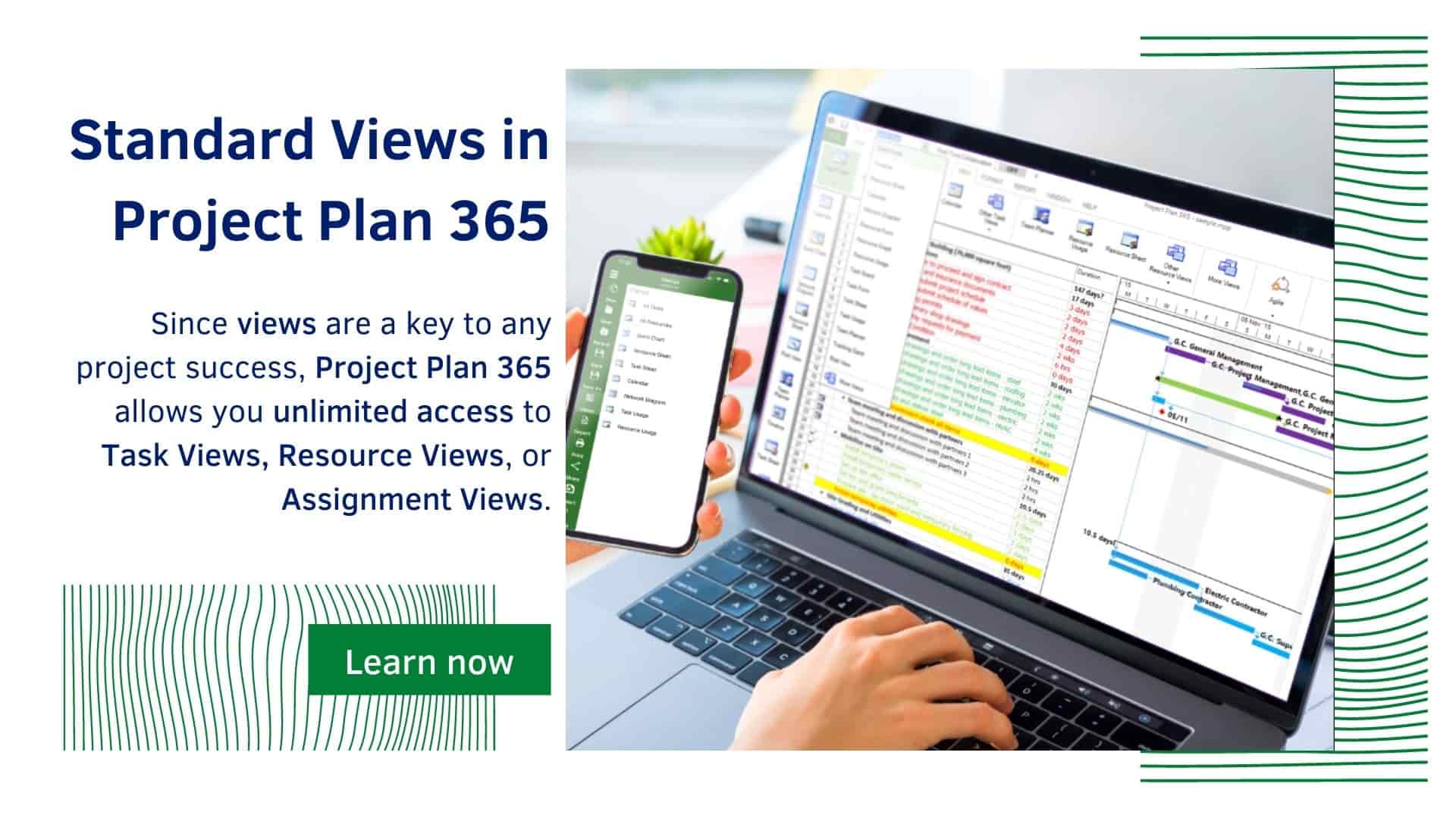 Standard Views in Project Plan 365 - Project Plan 365