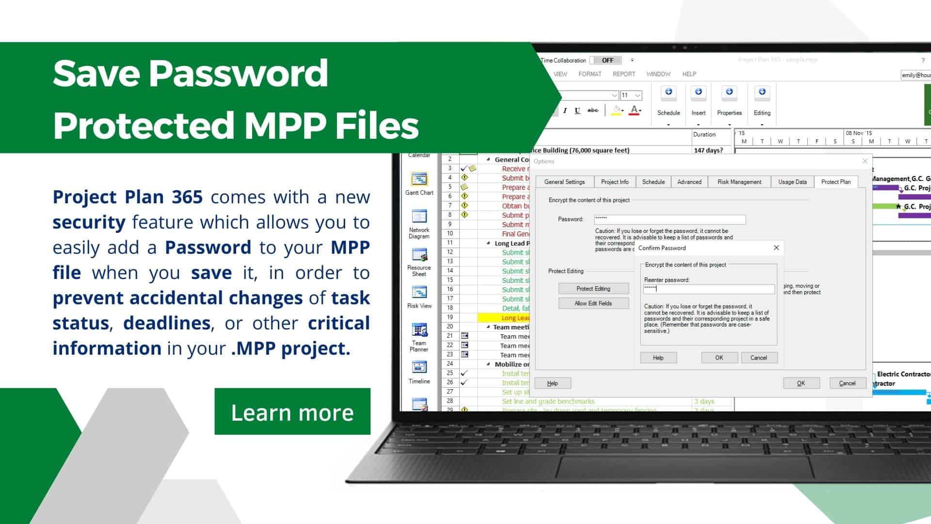 Save Password Protected Mpp Files Project Plan 365
