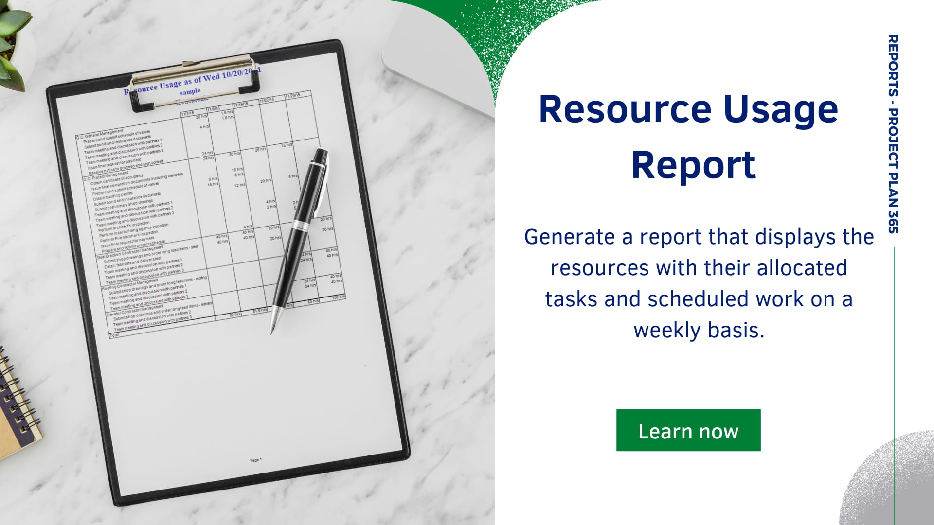 Resource Usage Report - Project Plan 365
