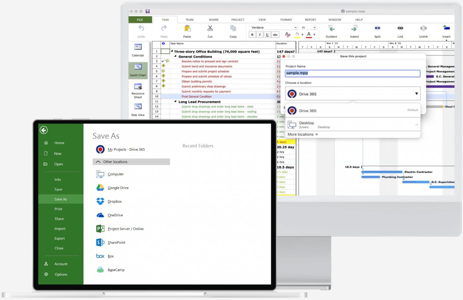 Save As MPP Files – Project Plan 365