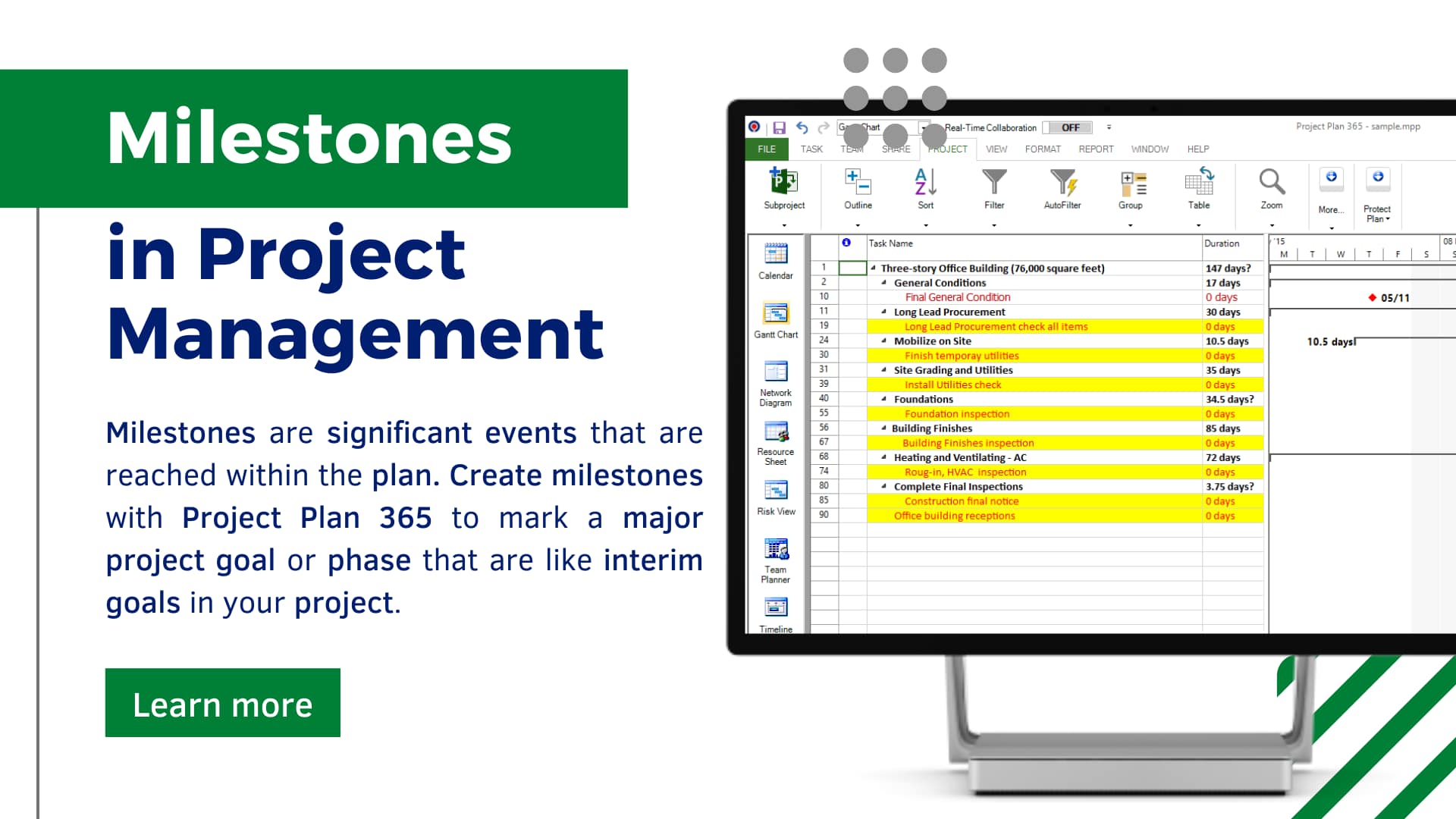 Create Milestones – Project Plan 365